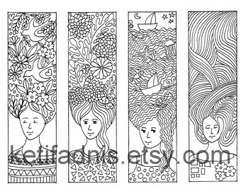 Coloring Page Bookmarks Zendoodle / Zentangle Inspired - Etsy