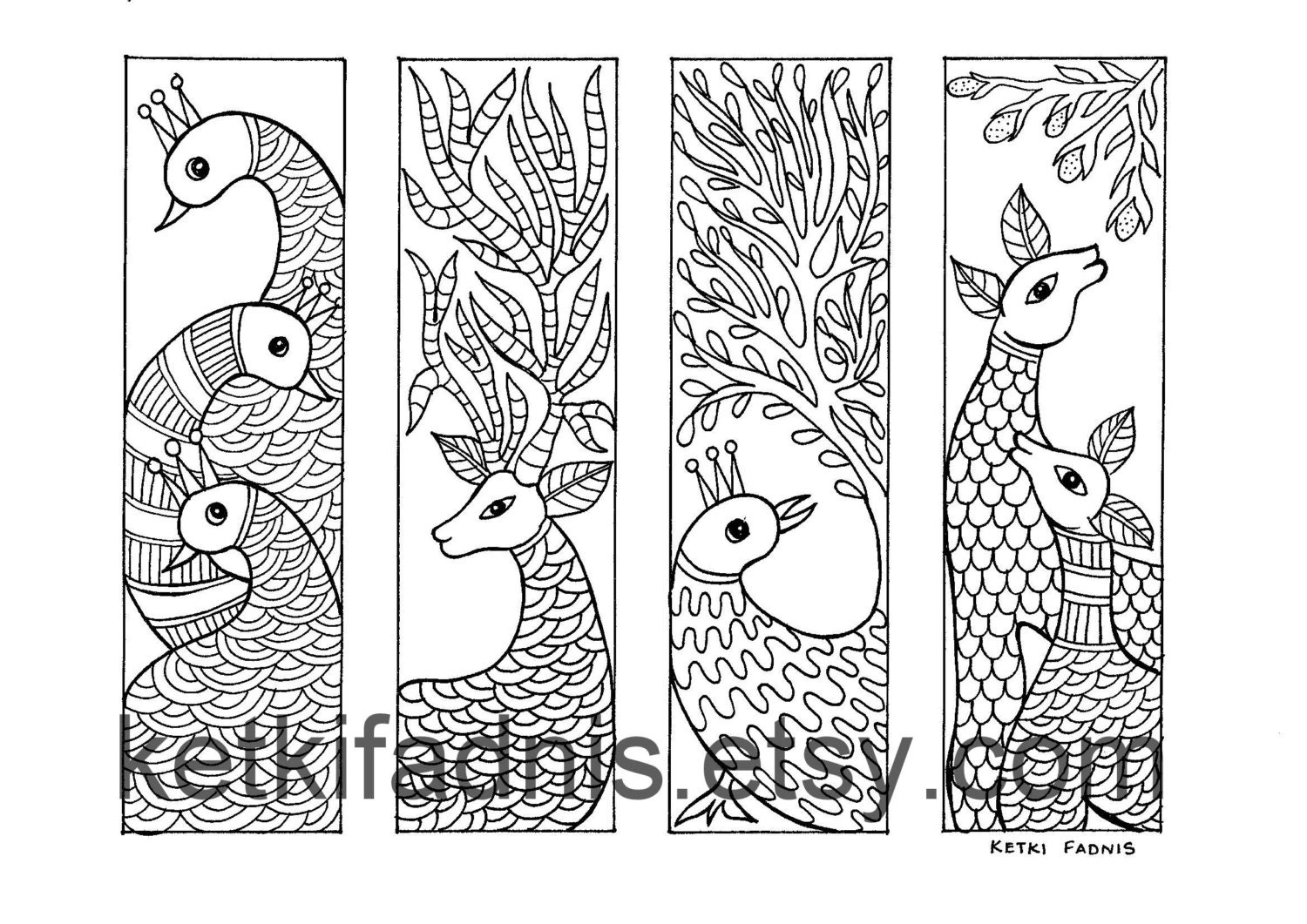 Coloring Bookmarks Tribal Folk Art Bookmarks Coloring Page - Etsy Australia