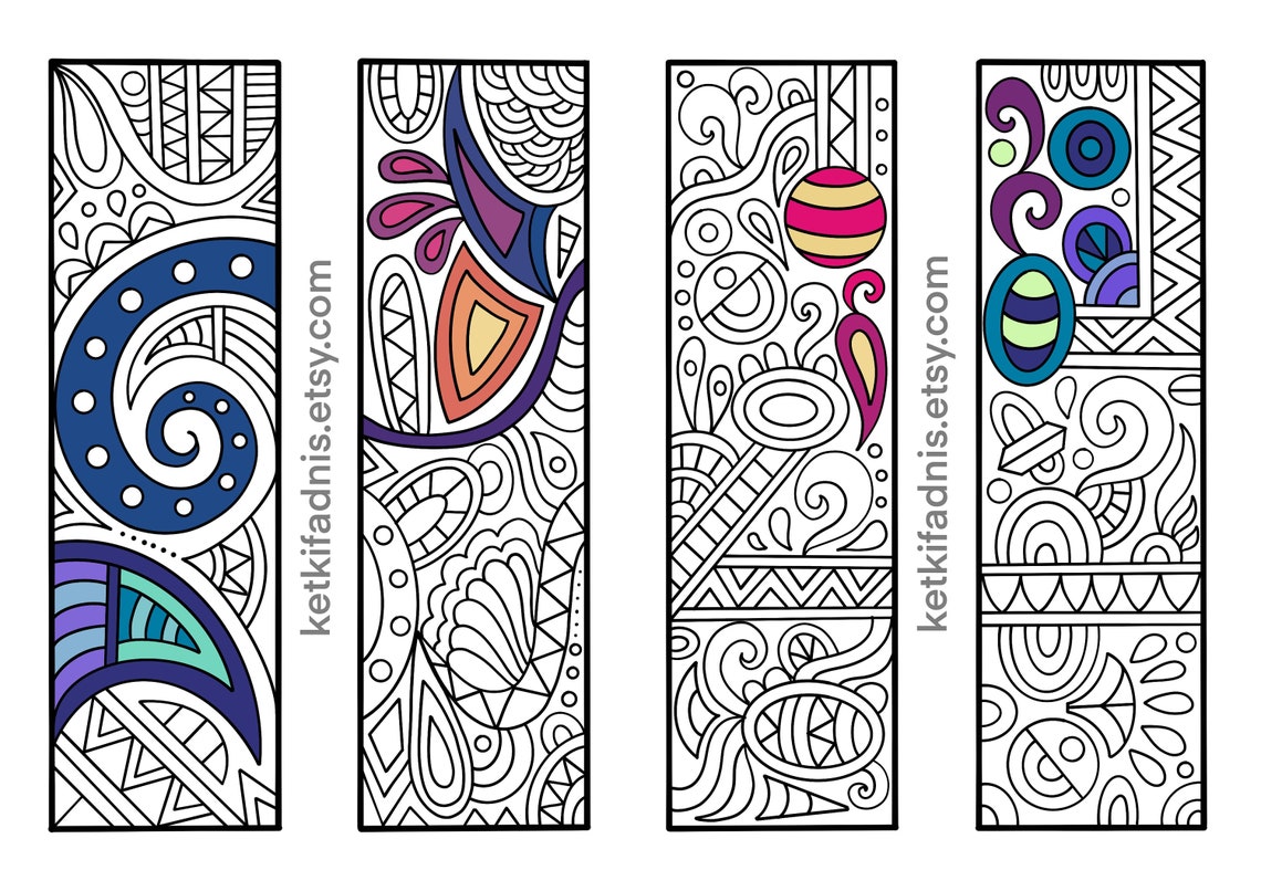 Geometric Abstract 2 Coloring Bookmarks Bookmarks Coloring - Etsy