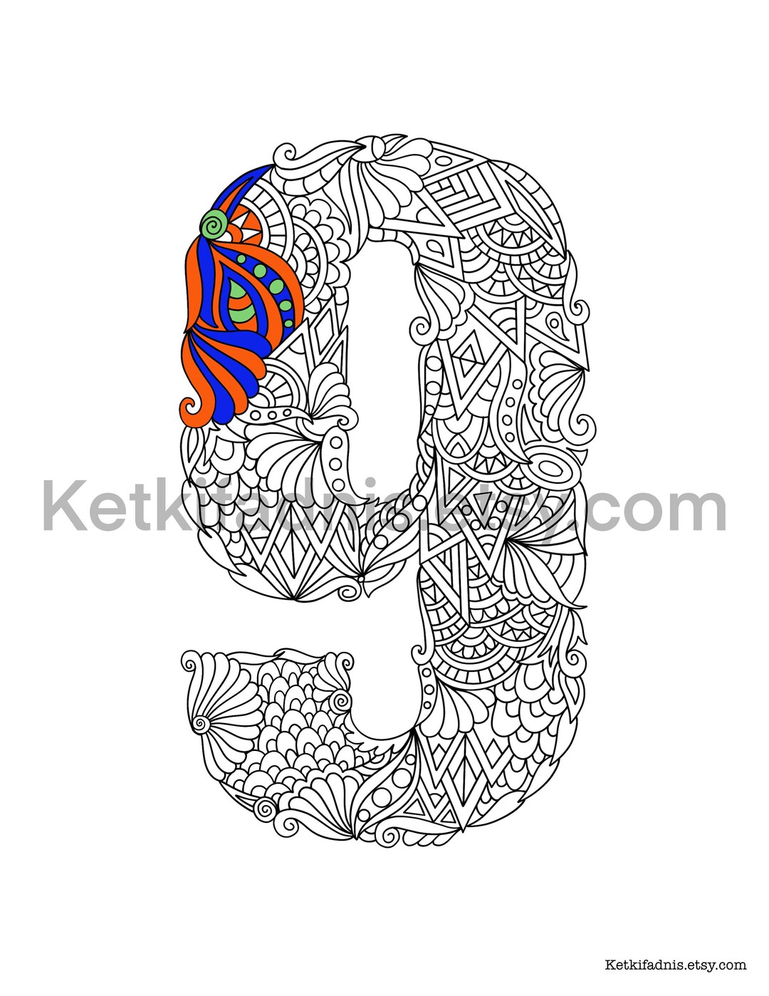 Number 9 Coloring Page PDF Download Digital Download Coloring Page ...