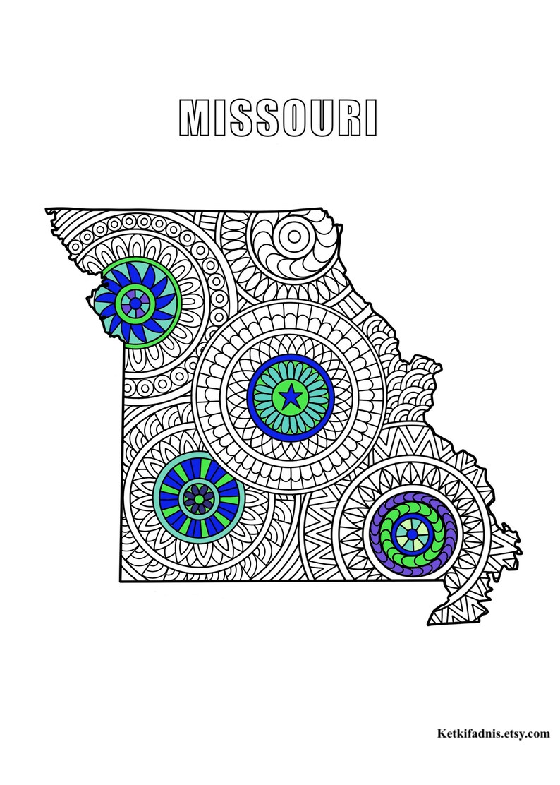 Missouri Map Colouring Page Digital Download PDF Zentangle - Etsy