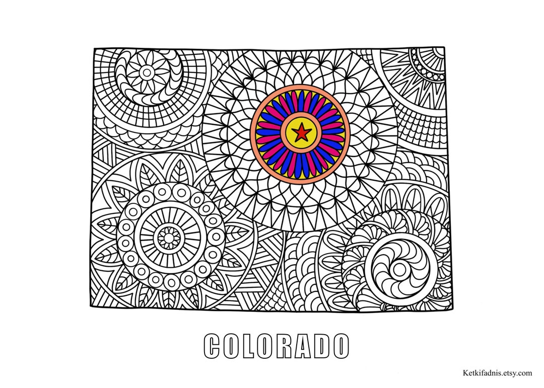 Colorado Map Colouring Page Digital Download PDF Zentangle - Etsy