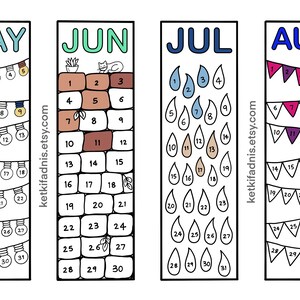 Bookmark Calendar Reading Tracker Bookmark PDF Printable and Coloring ...