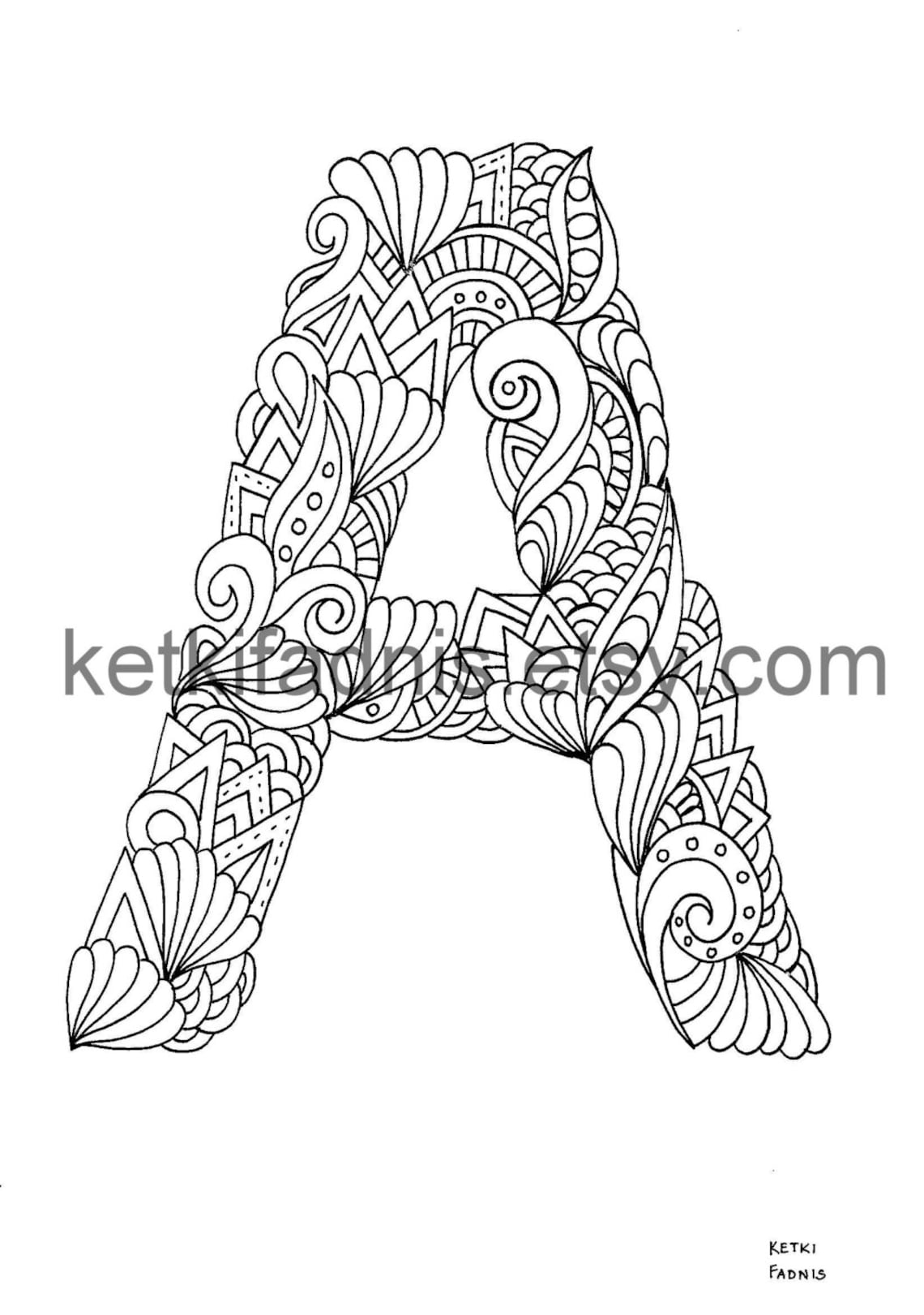 Letter A Coloring Page Instant PDF Download Alphabet - Etsy