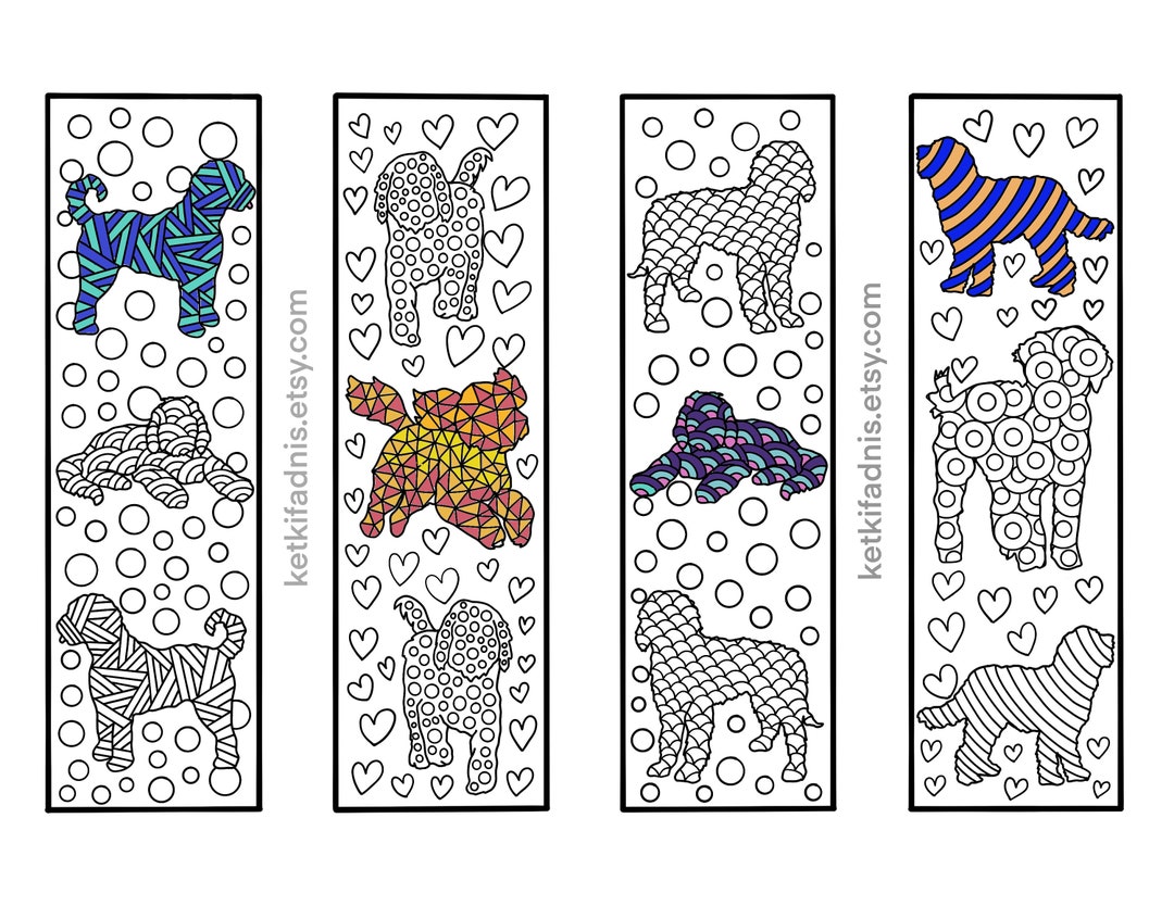 Golden Doodle Dogs Coloring Bookmarks Bookmarks Coloring Page Instant ...