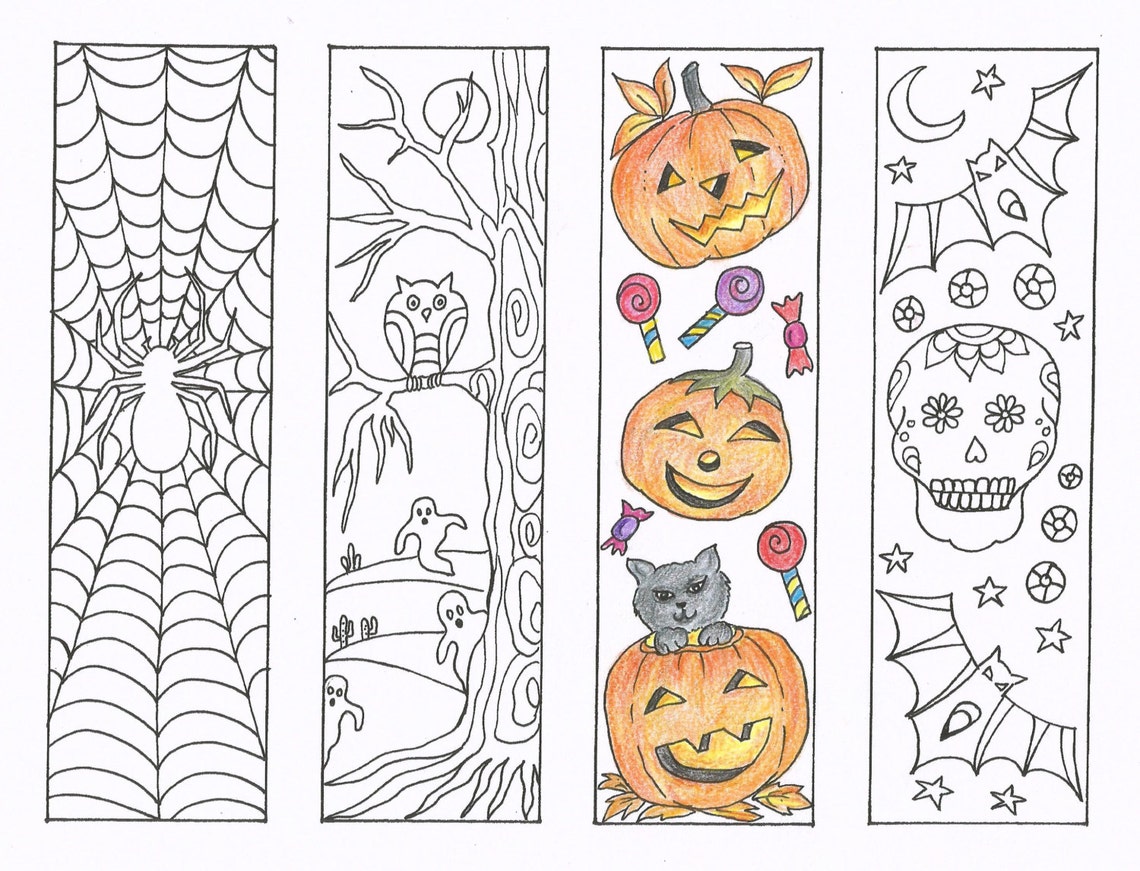 Coloring Bookmarks Halloween Coloring Bookmarks PDF - Etsy