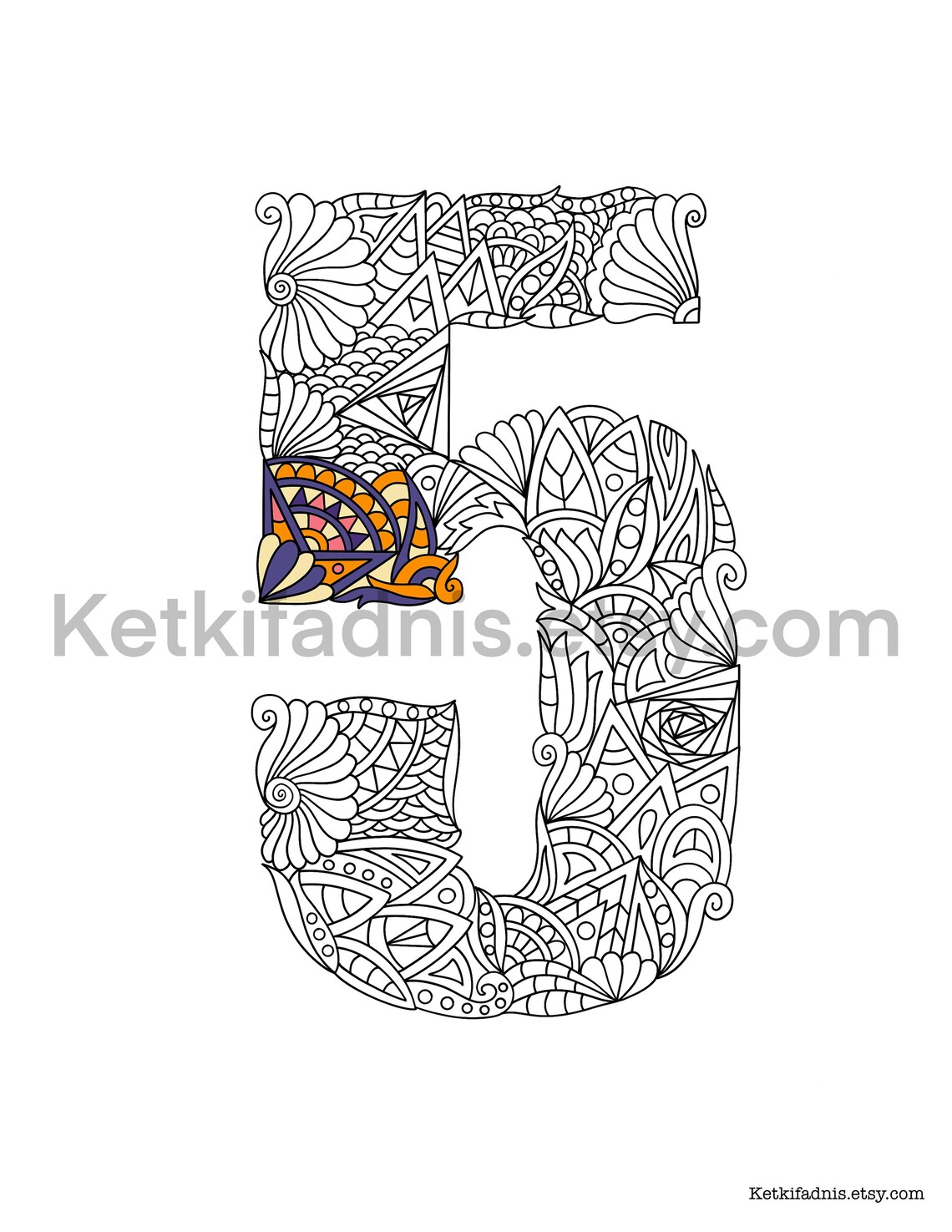 Number 5 Coloring Page PDF Download Digital Download Coloring Page ...