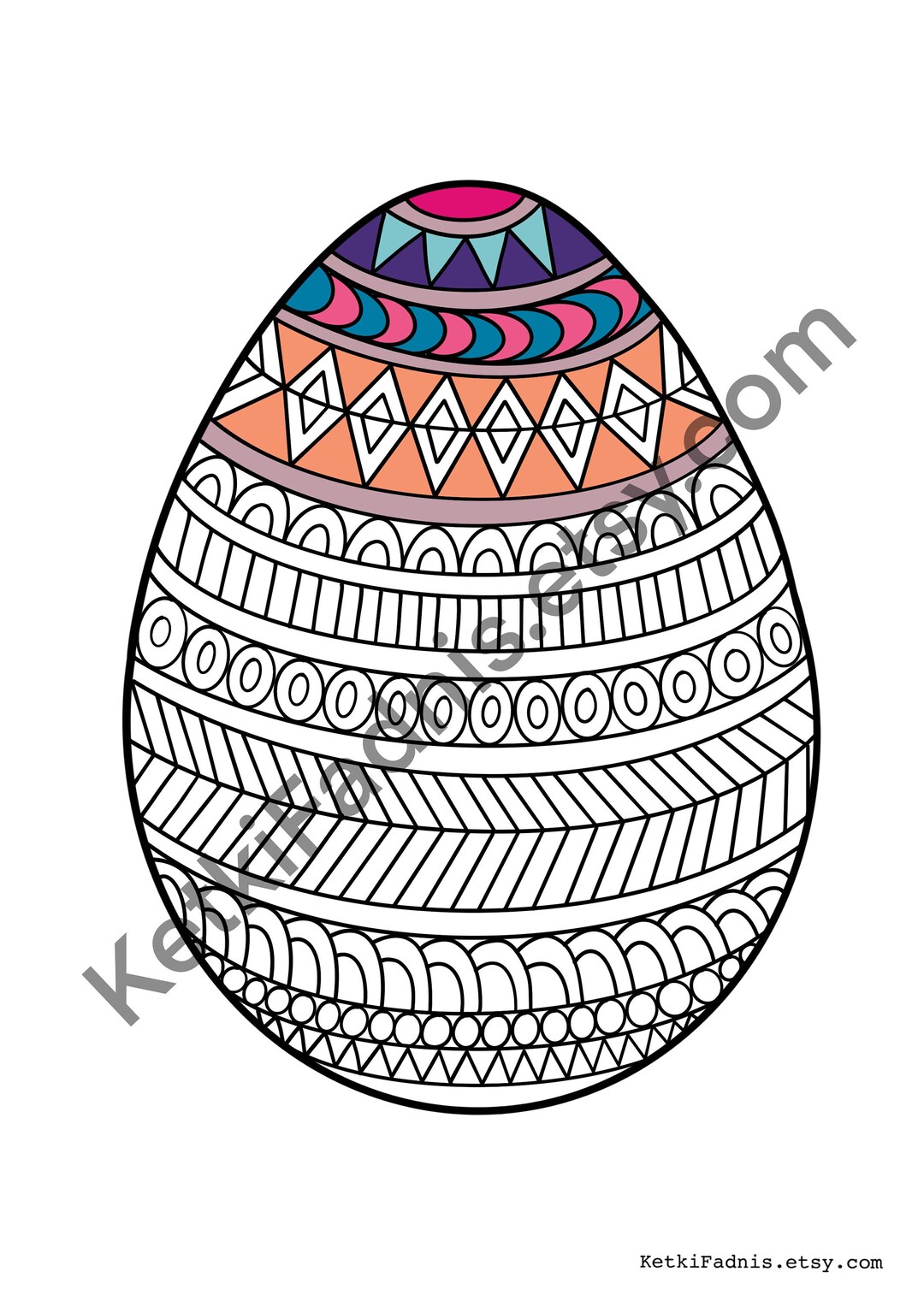 Easter Egg Coloring Coloring Page Instant PDF Download - Etsy