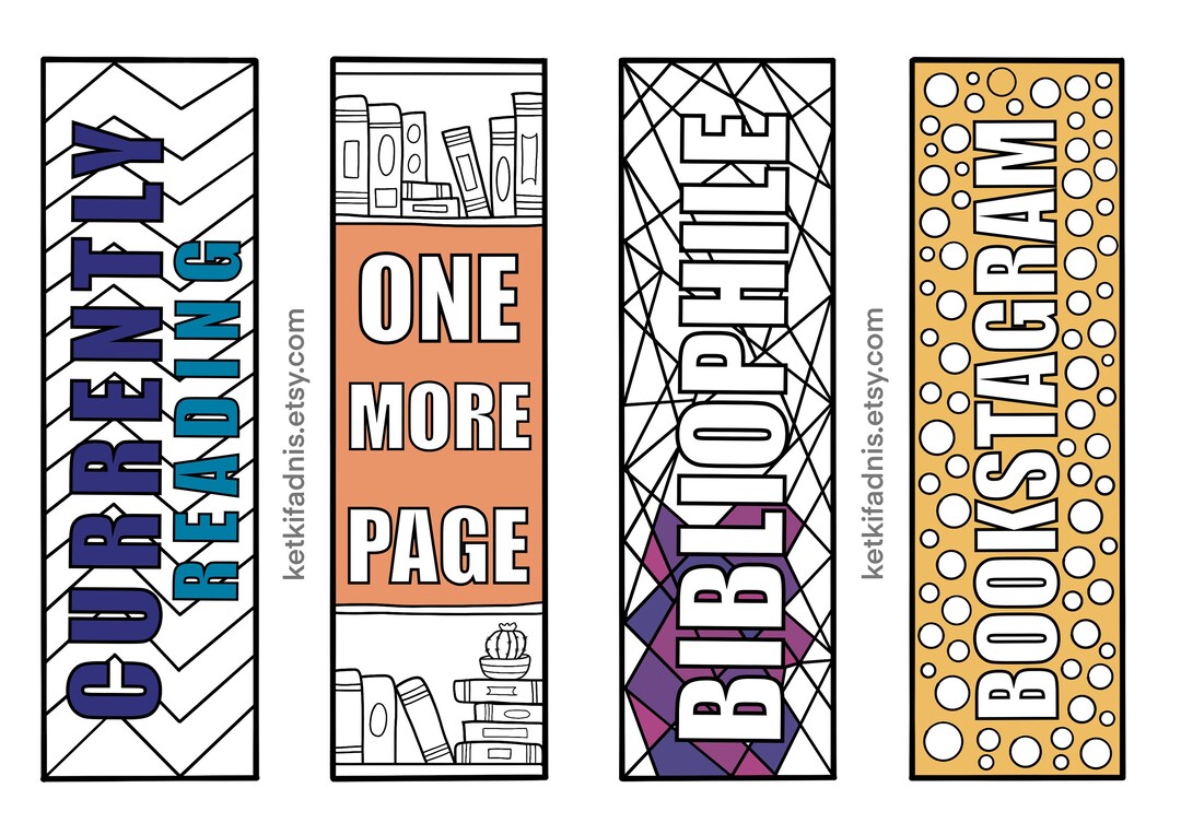 Coloring Bookmarks Bookmarks Coloring Page Instant PDF - Etsy