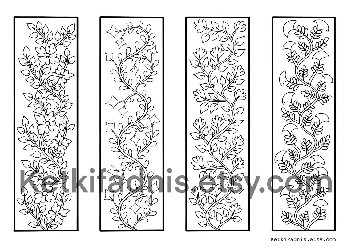 Flowers 7 Coloring Bookmarks Bookmarks Coloring Page - Etsy