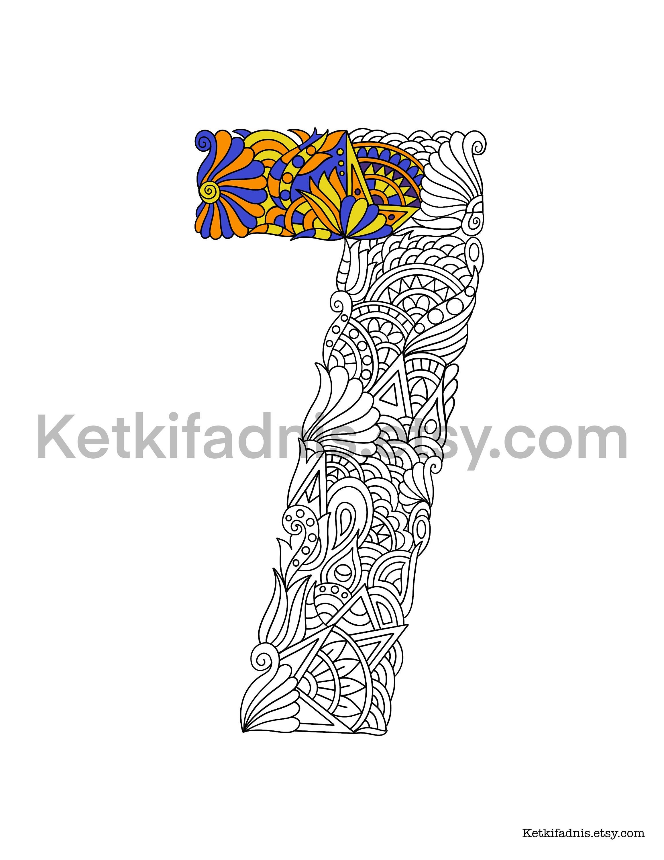 Number 7 Coloring Page PDF Download Digital Download - Etsy