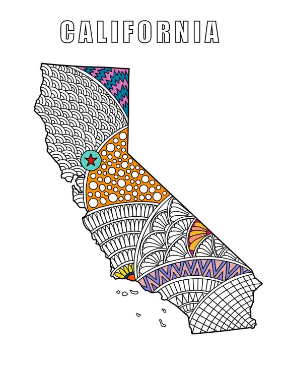 California Map Coloring Page PDF Digital Download | Etsy