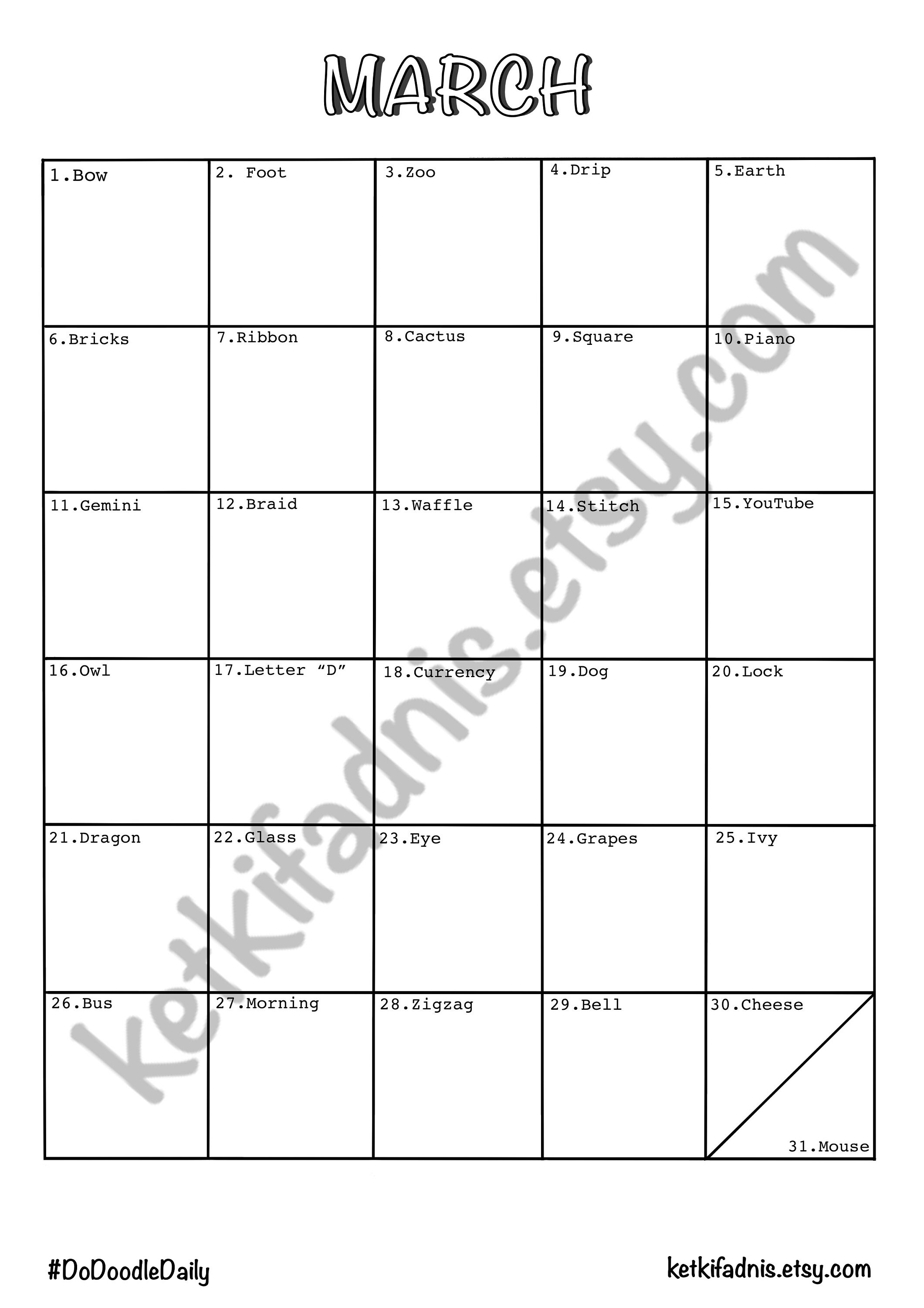 Do Doodle Daily PDF Digital Download Daily Prompts - Etsy