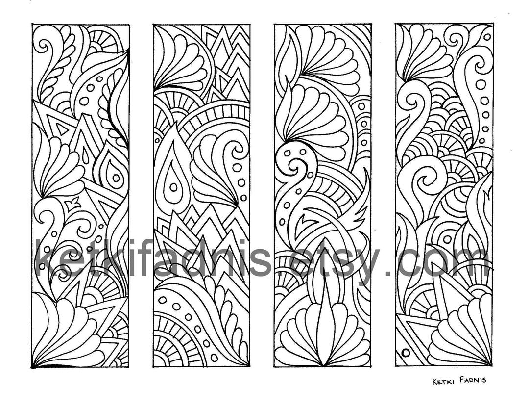 Coloring Bookmarks Abstract Design PDF Download - Etsy