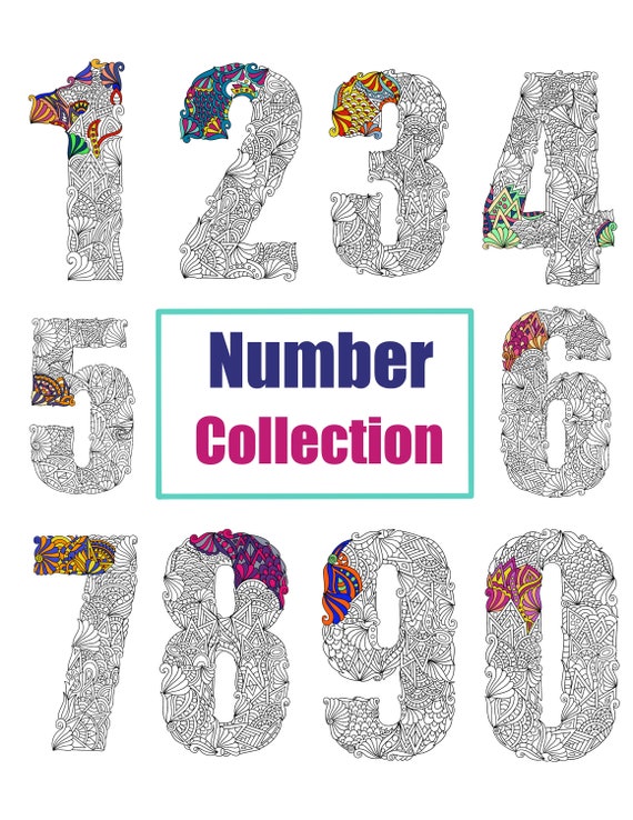 10 Numbers Collection Coloring Pages Zentangle PDF - Etsy