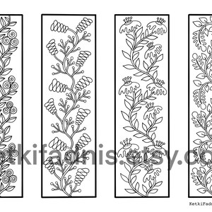 Flowers 5 Coloring Bookmarks Bookmarks Coloring Page - Etsy