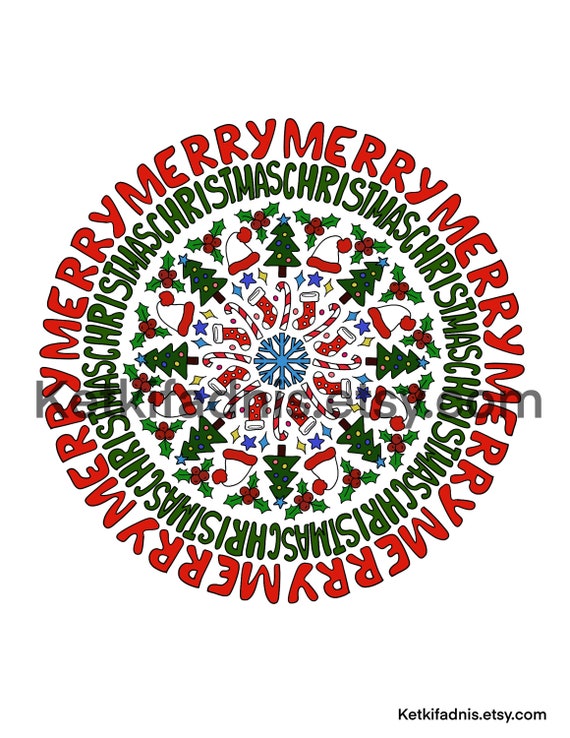 Christmas Mandala coloring page PDF Digital Download | Etsy
