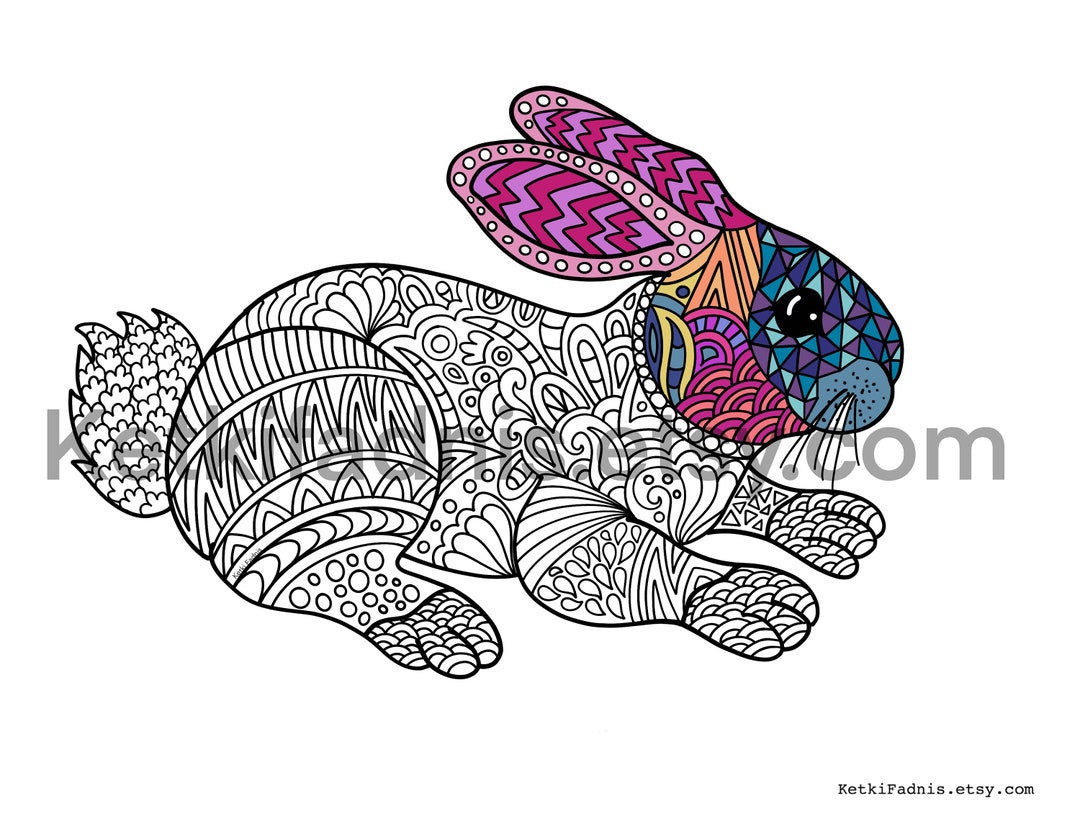 Rabbit Coloring Page Animal Coloring Page PDF Download - Etsy