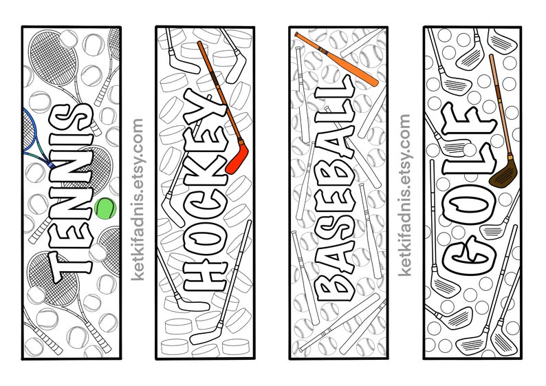 Sports Coloring Bookmarks Bookmarks Coloring Page PDF Download Digital ...