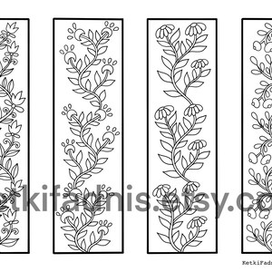 Flowers 6 Coloring Bookmarks Bookmarks Coloring Page - Etsy