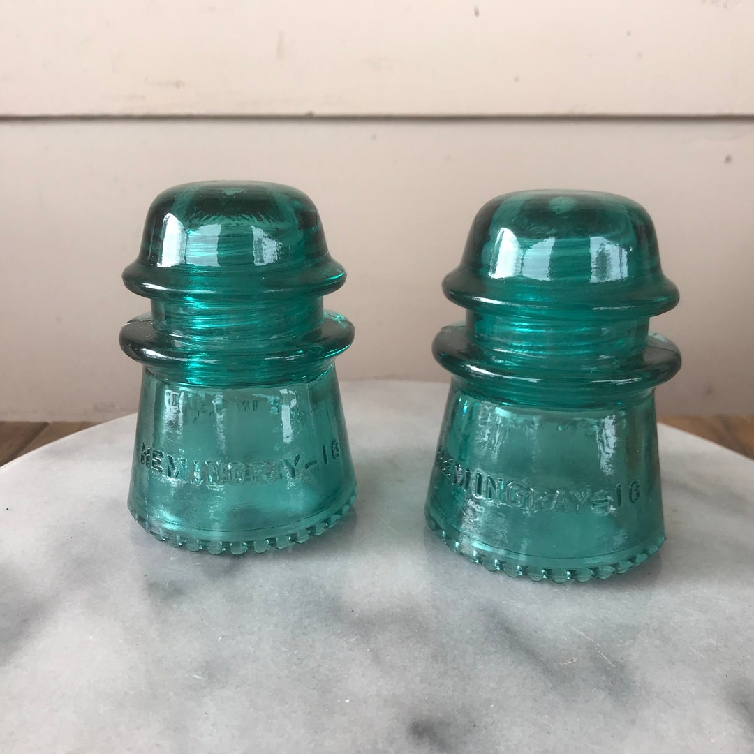 Two Vintage Blue Glass Insulators Hemingray 16 - Etsy