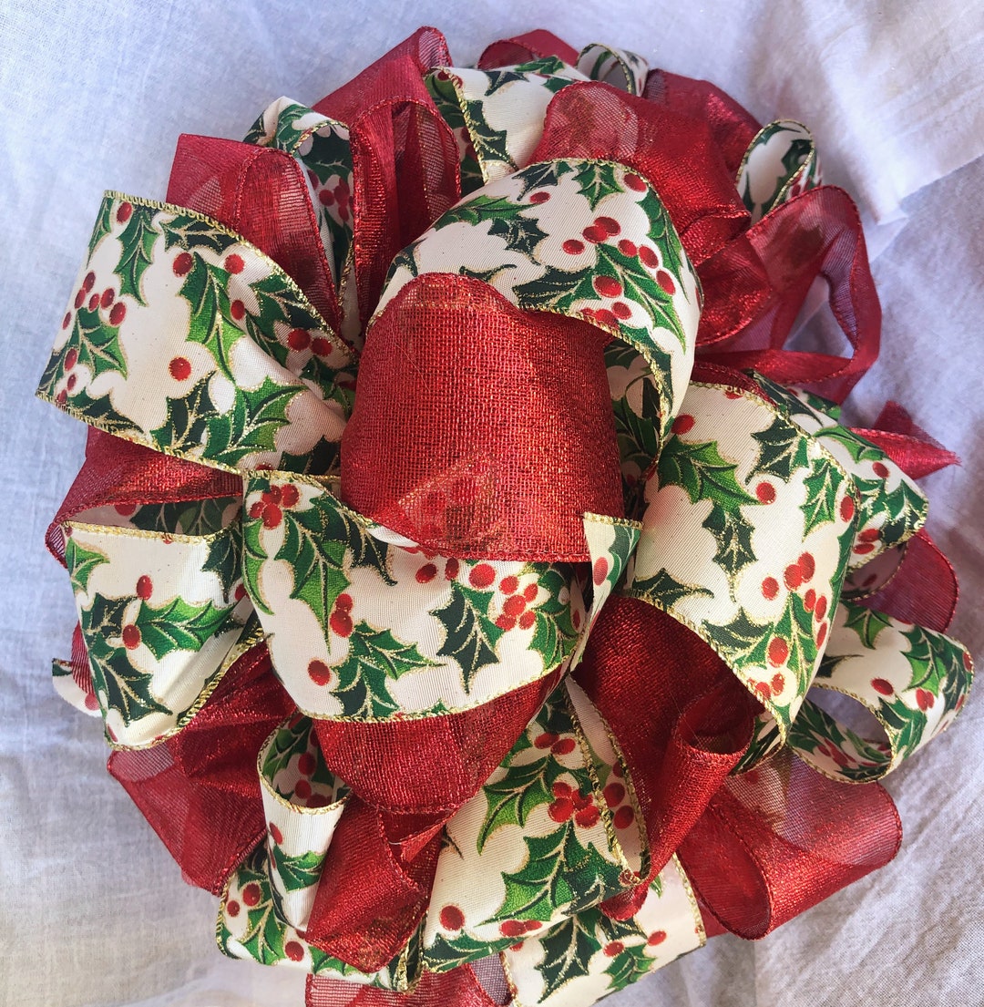 Giant Ribbon Christmas/ Holiday Tree Topper Bows With Streamers- Large ...