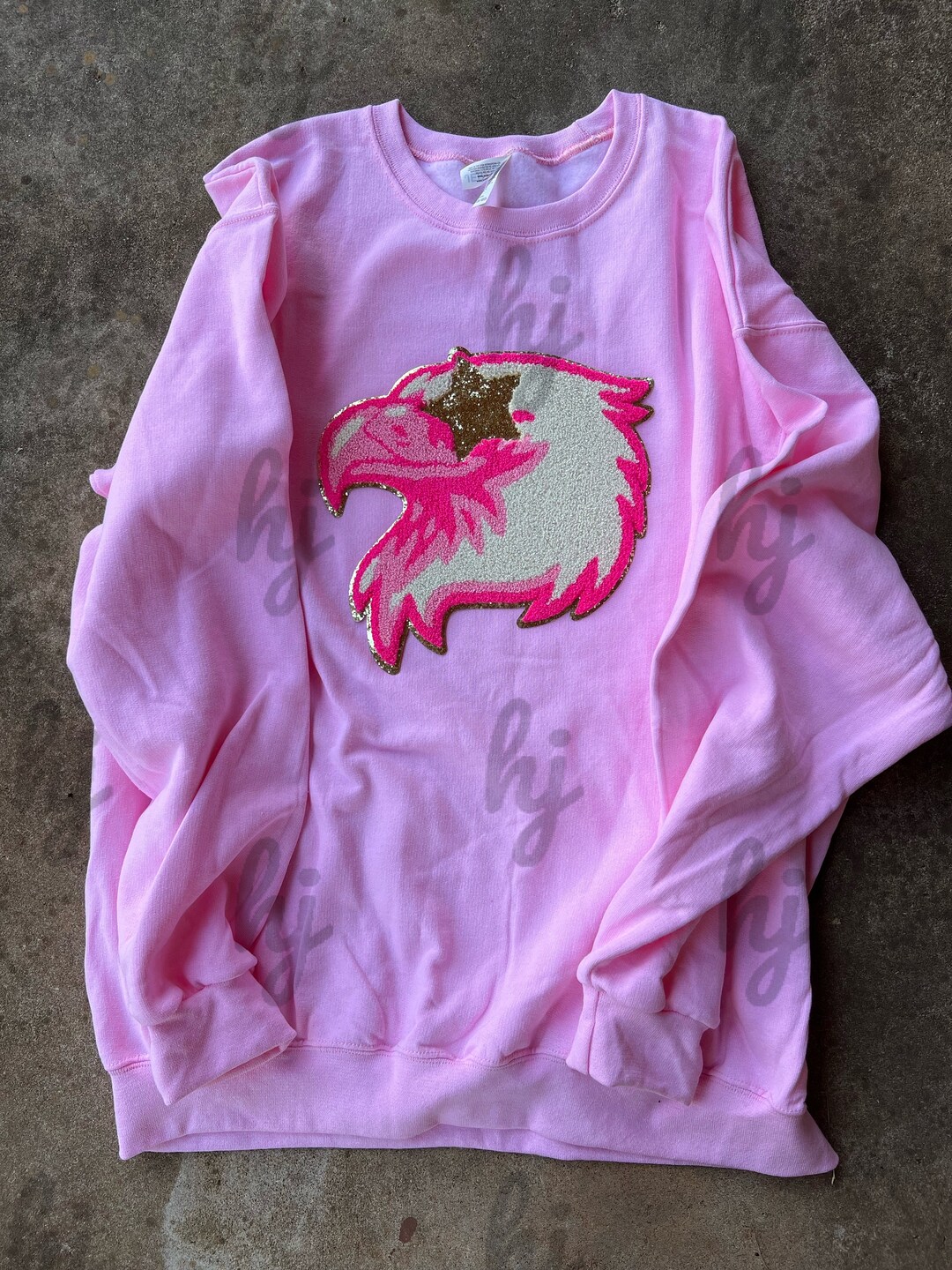 Preppy Pink Eagle Patch Sweatshirt, Chenille Mascot, School Spirit ...