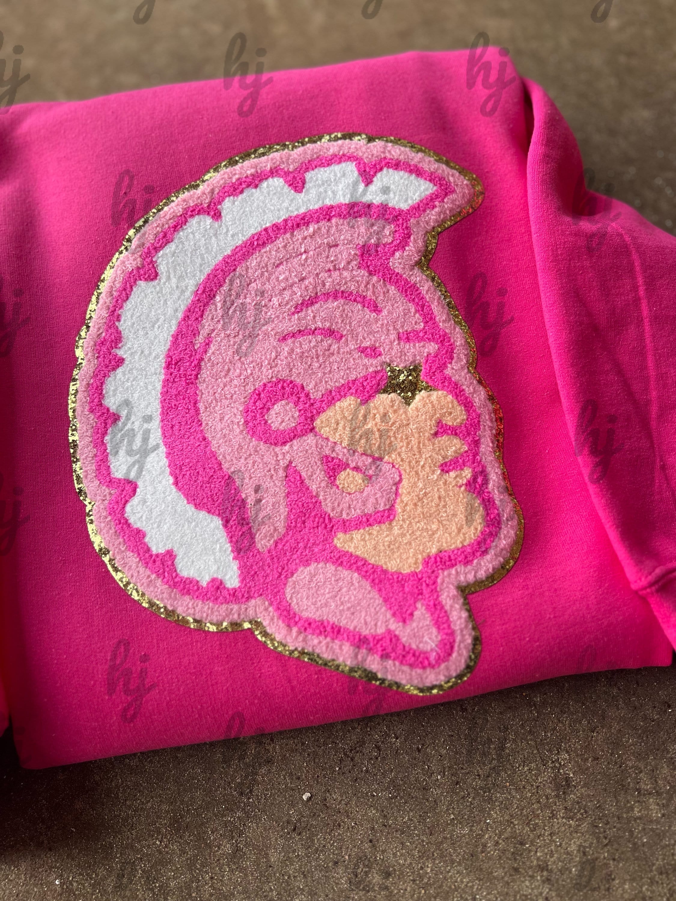 Preppy Pink Trojan Patch Sweatshirt, Chenille Mascot, School Spirit ...