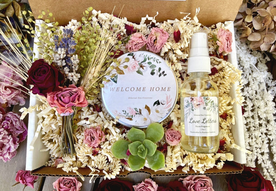 New Home Gift Set: Succulent, Candle & Floral Spa Box - Etsy