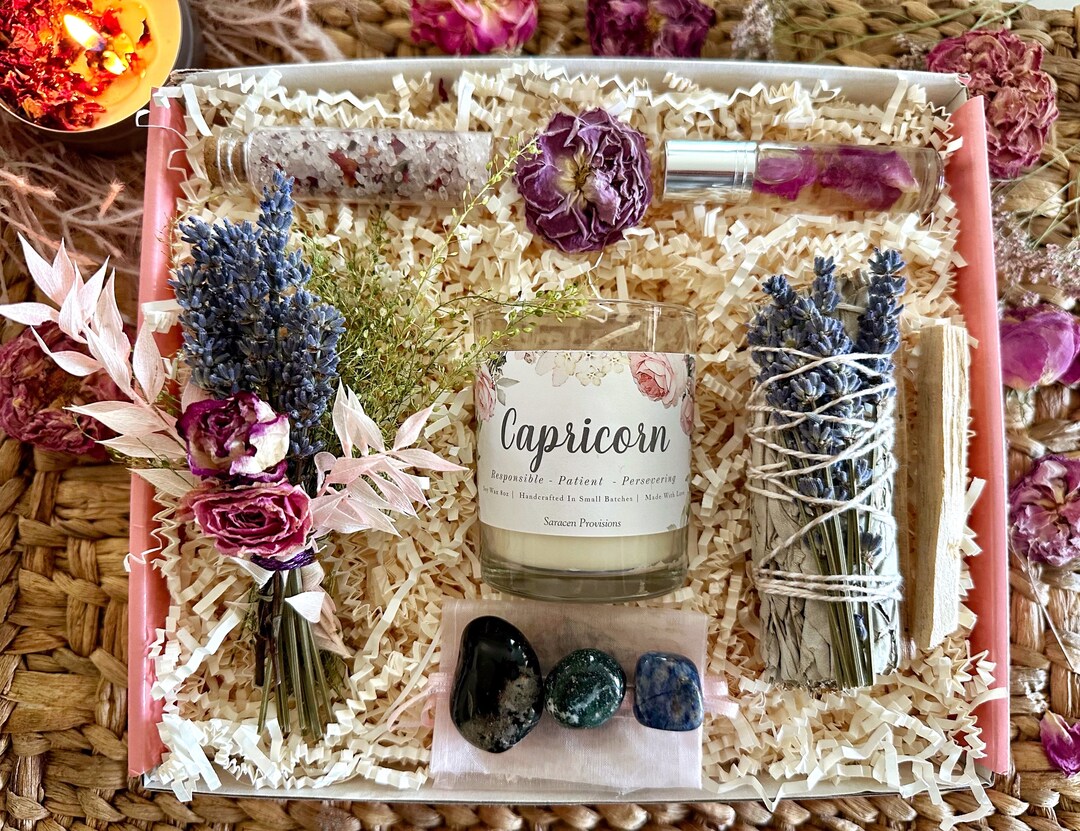 Capricorn Zodiac Gift Set: Crystal Spa Box With Botanicals - Etsy