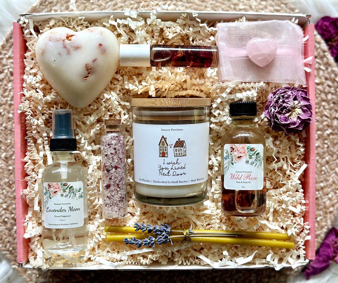 Long Distance Friendship Gift Box: Floral Crystal Spa Self Care - Etsy