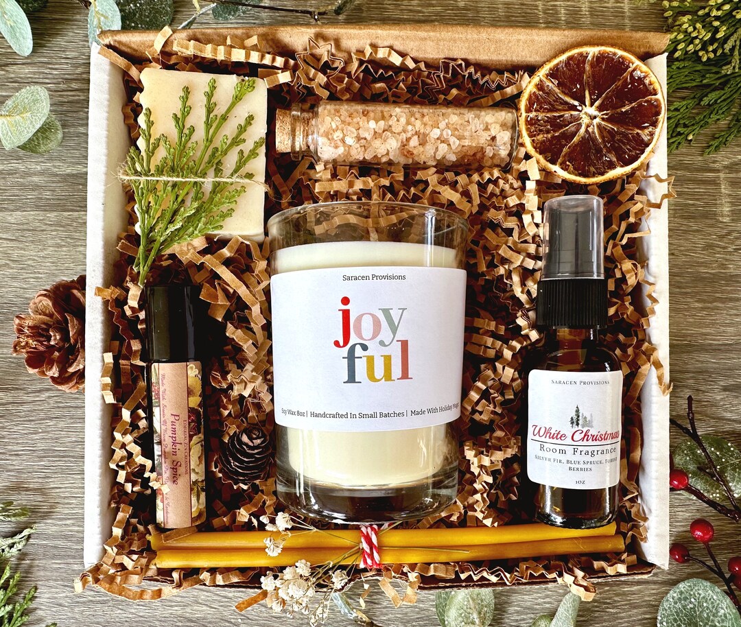 JOYFUL Gift Box: Botanical Soy Candle & Fragrance Set - Etsy