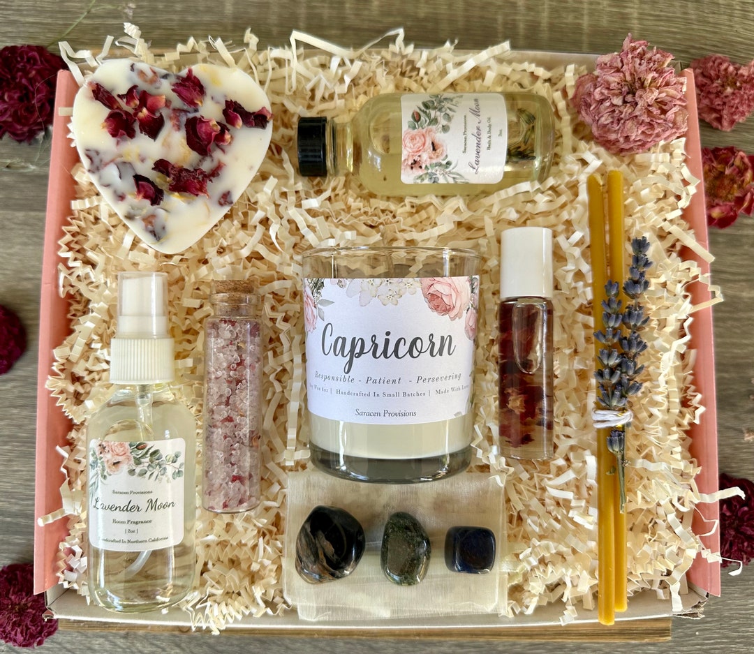 Capricorn Zodiac Gift Box: Organic Spa Set With Crystals - Etsy