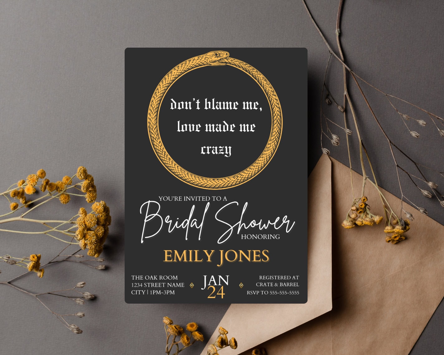 Bridal Shower Invitation Don't Blame Me, Love Made Me Crazy Reputation ...