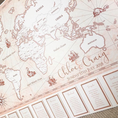 Personalised Travel World Map Wedding Table Plan Seating Chart - Etsy UK