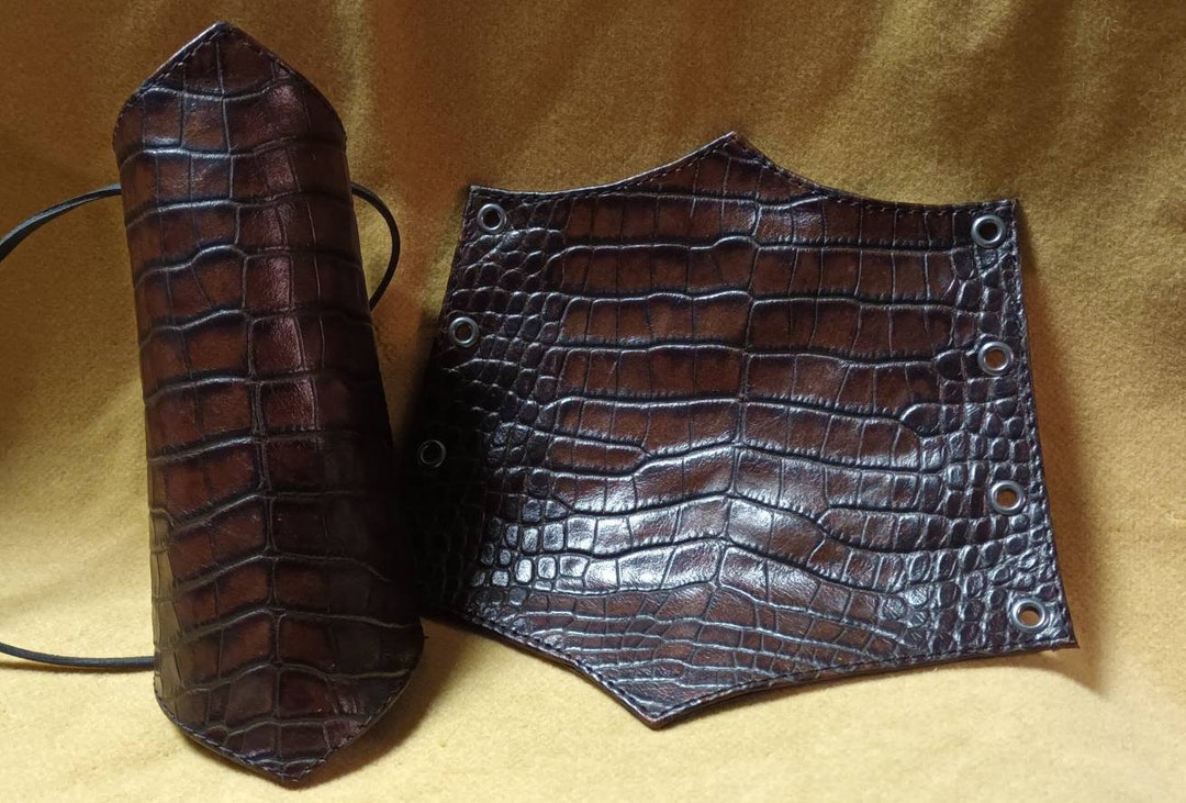 Beautiful Arm Cuff, Cowhide in Croco, Bracer, Leather, Embossed Leather ...