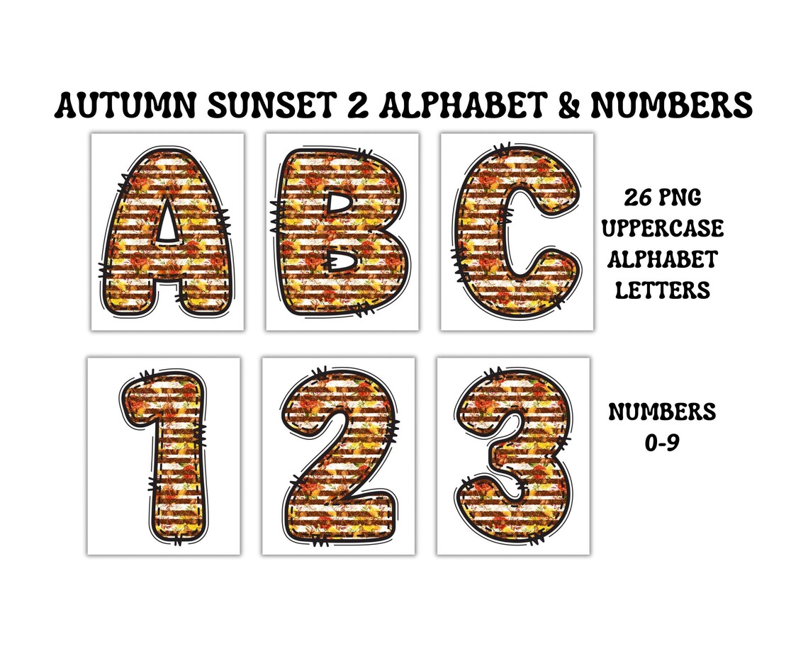 Fall Flower Alphabet PNG Clipart Set of 5 Autumn Rose Letters and ...