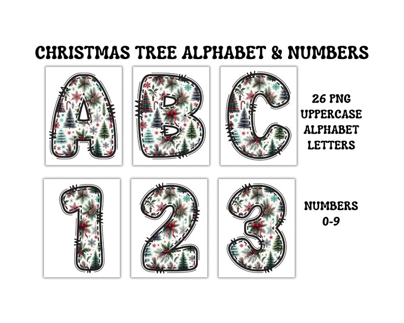 Christmas Alphabet Clipart Set, Doodle Alphabet Christmas Letters ...