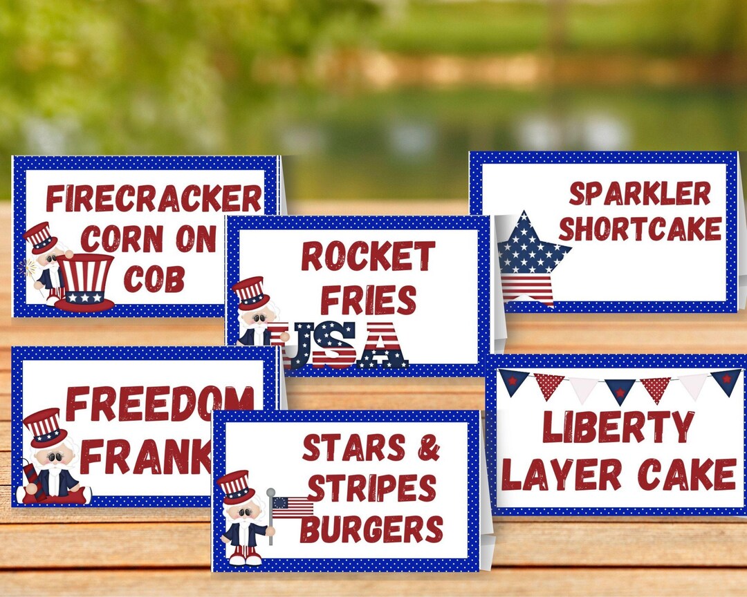 Uncle Sam Patriotic Place Card Printable Canva Link, 4th of July BBQ ...