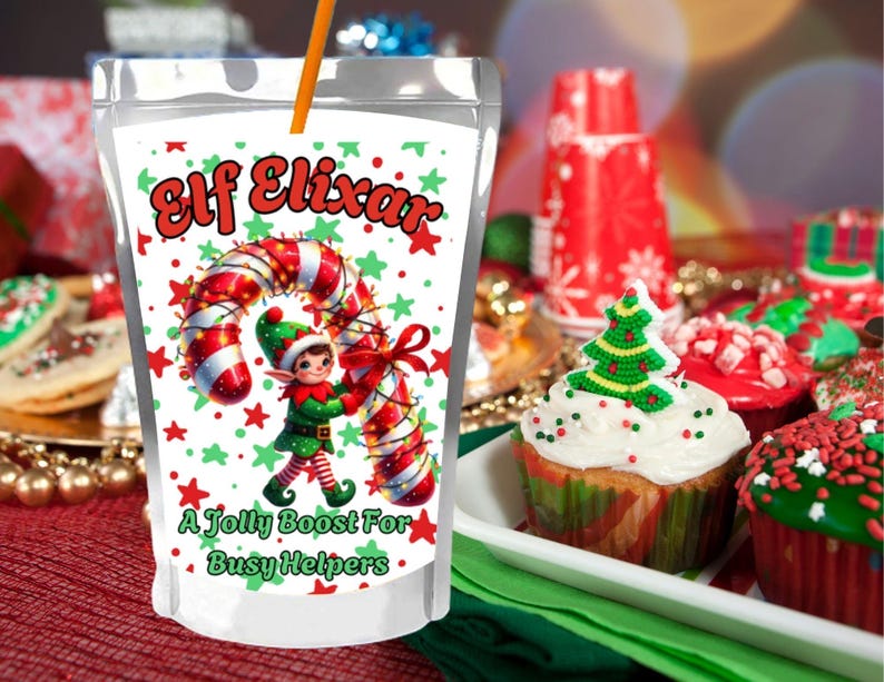 Elf Elixar Capri Sun Labels, Christmas Printable Drink Labels for Kids ...