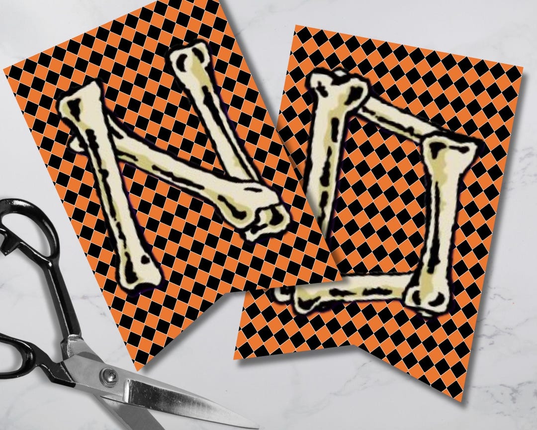 Skeleton Bones Halloween Party Orange and Black Party Decor Photo Prop ...