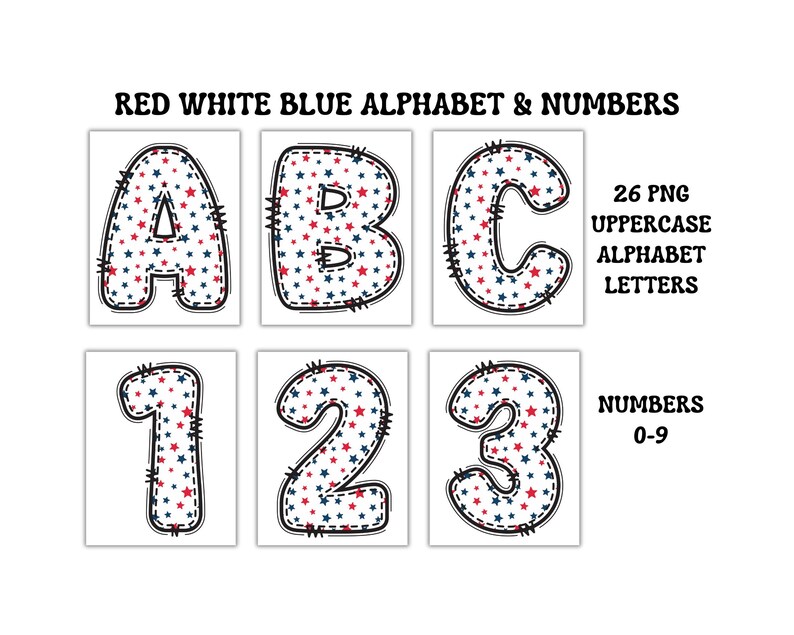 Patriotic Alphabet PNG Clipart Set of 5 Patriotic Letters and Numbers ...