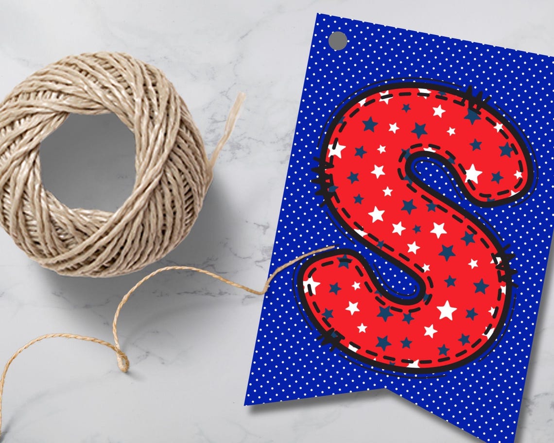Patriotic Red, White and Blue Star Alphabet DIY PRINTABLE ...