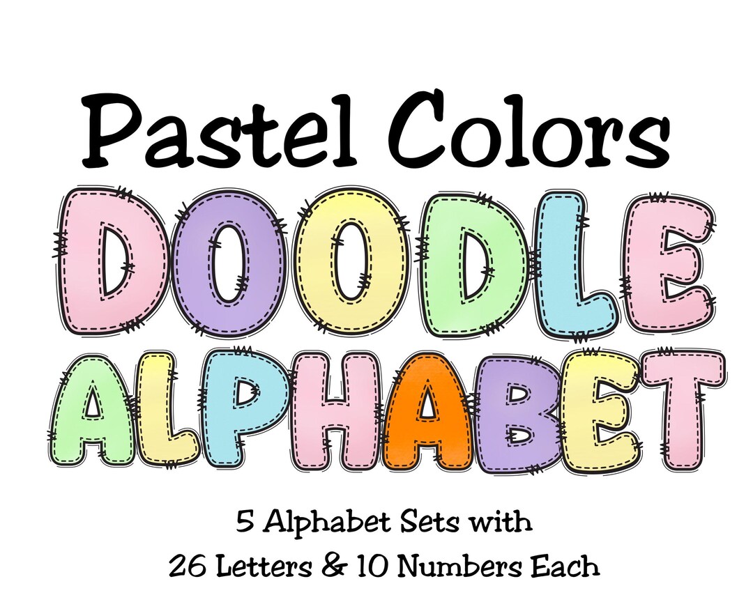 Pastel Colors Alphabet Clip, Doodle Letters Png Clip Art Alphabet ...