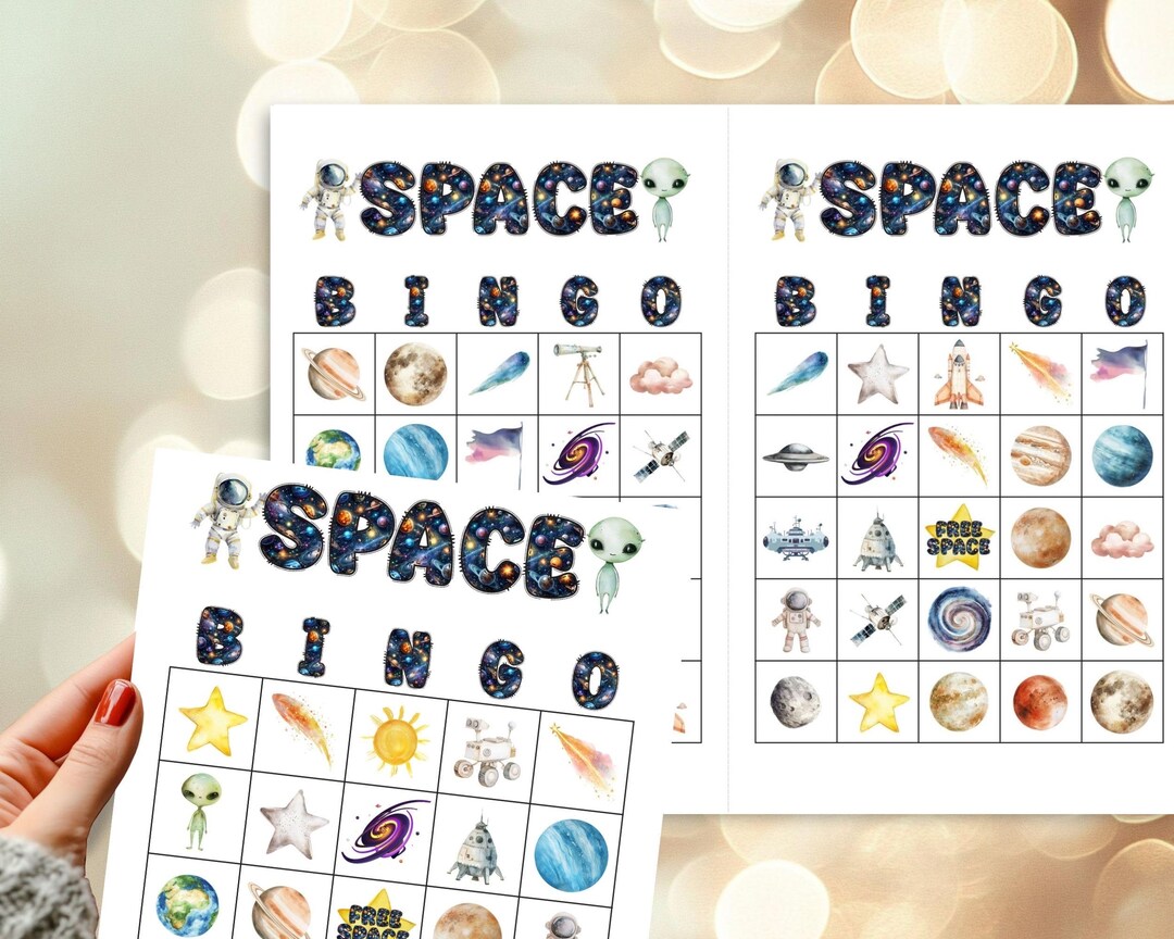 Space Bingo Game Printable for Kids, Outer Space Birthday Party Game ...