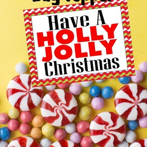 Holly Jolly Christmas Candy Bag Topper Printable - Etsy