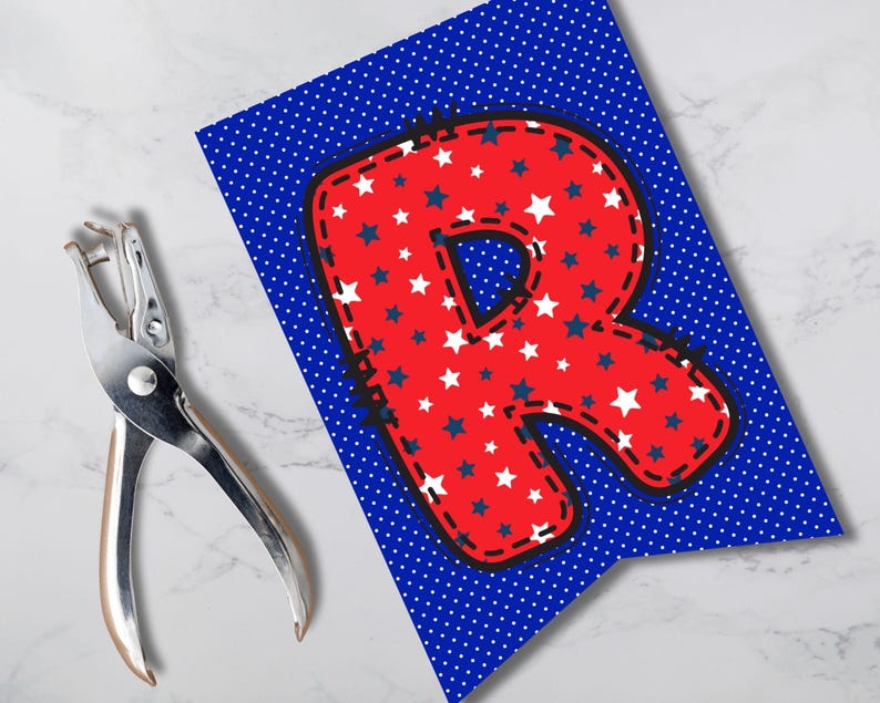 Patriotic Red, White and Blue Star Alphabet DIY PRINTABLE ...