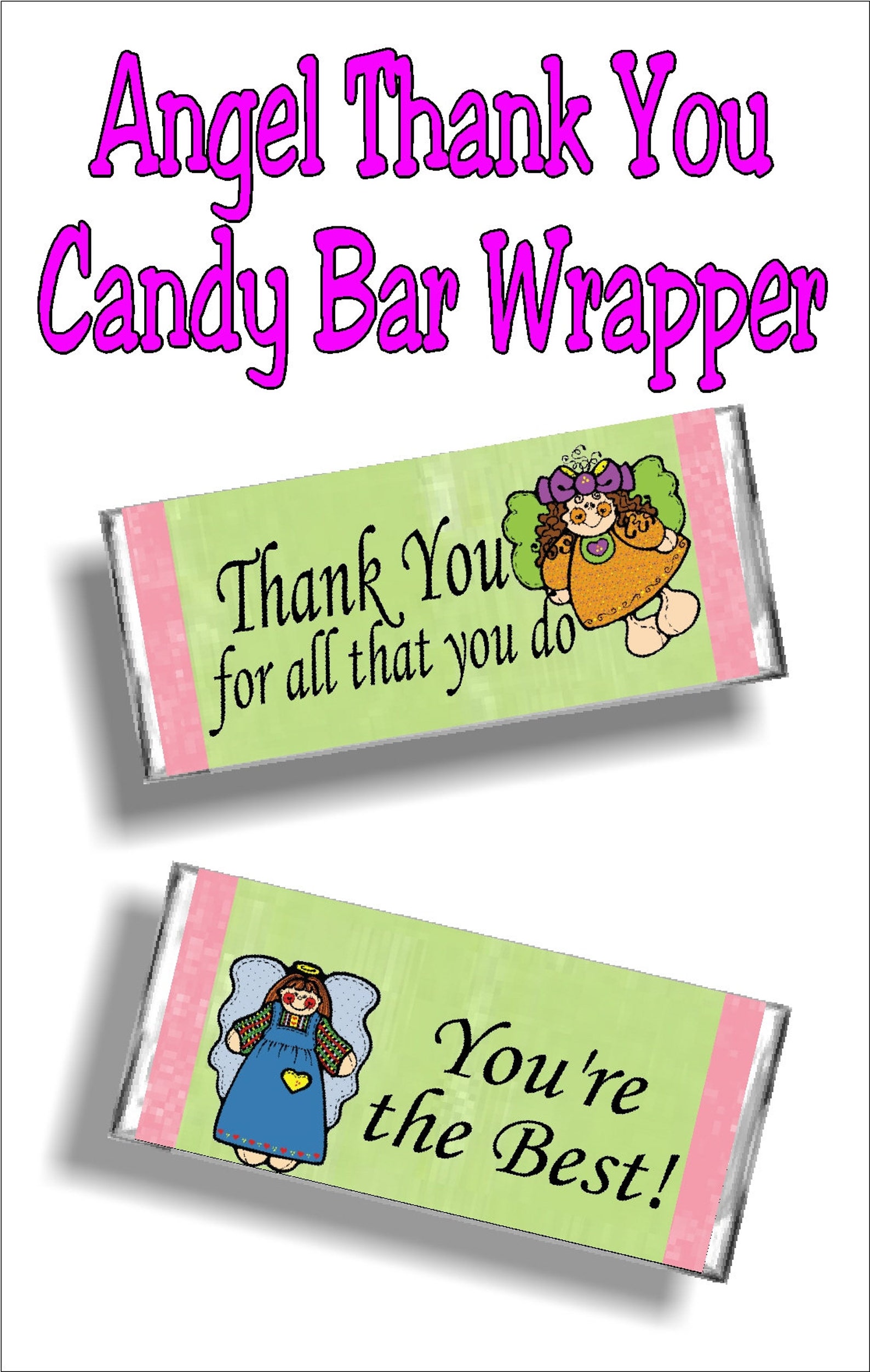 Angel Thank You Candy Bar Wrapper Printable | Etsy