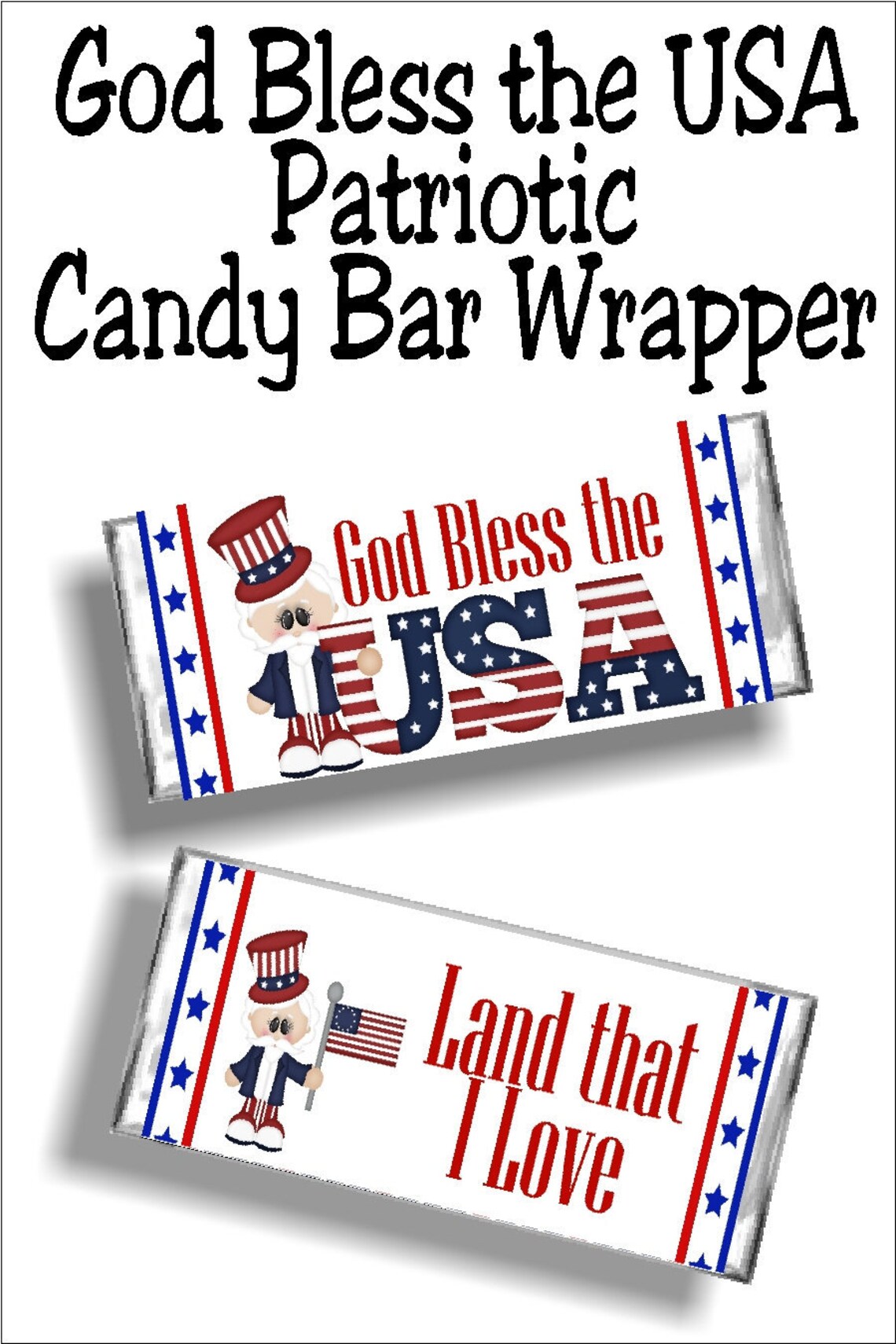 God Bless the USA Printable Candy Bar Wrapper - Etsy