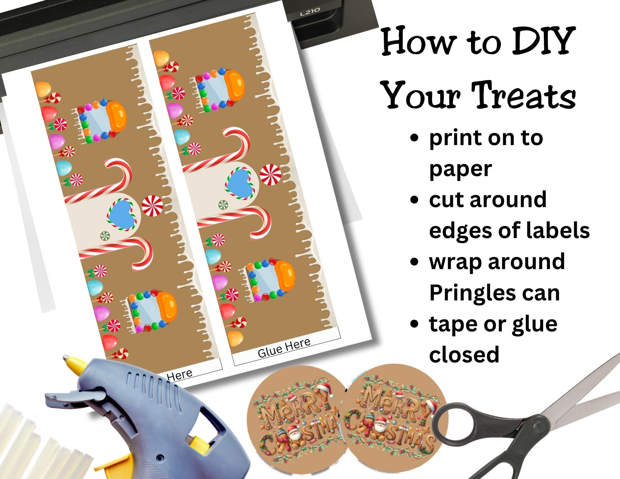 Gingerbread House Pringles Can Label Printable, Kids Christmas Party ...